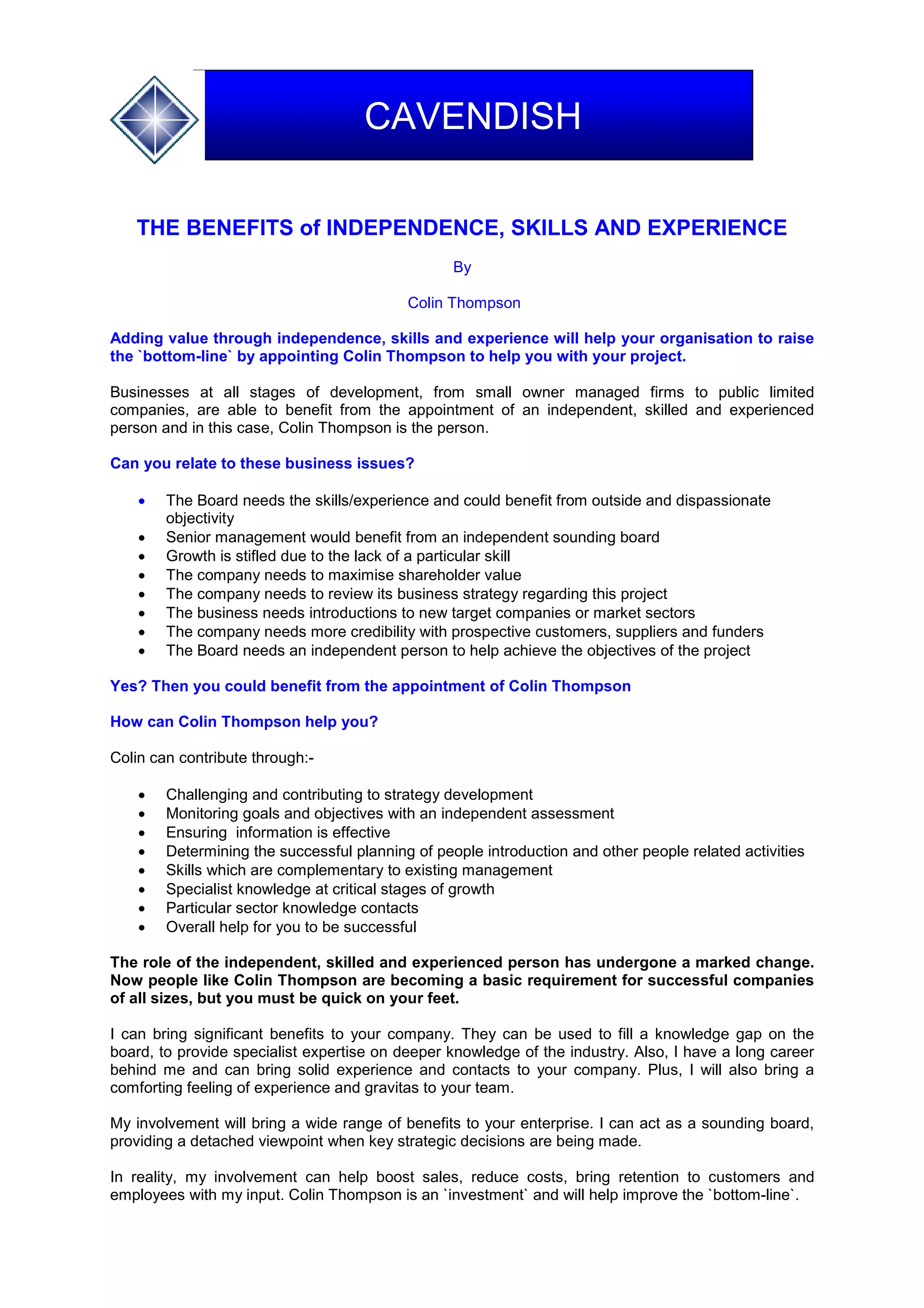 The Benefits of an Independent Person | PDF
