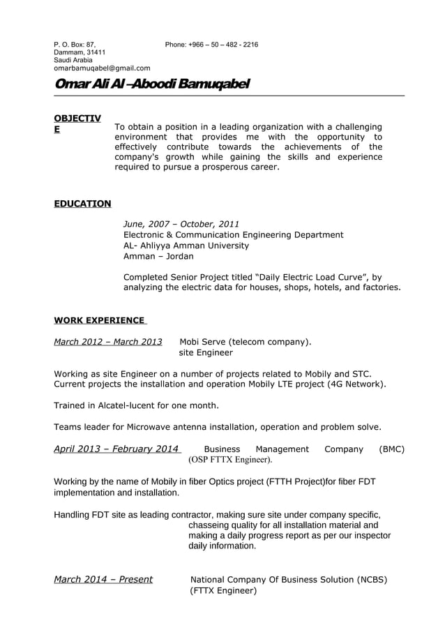 Omar Bamuqabel CV | PDF