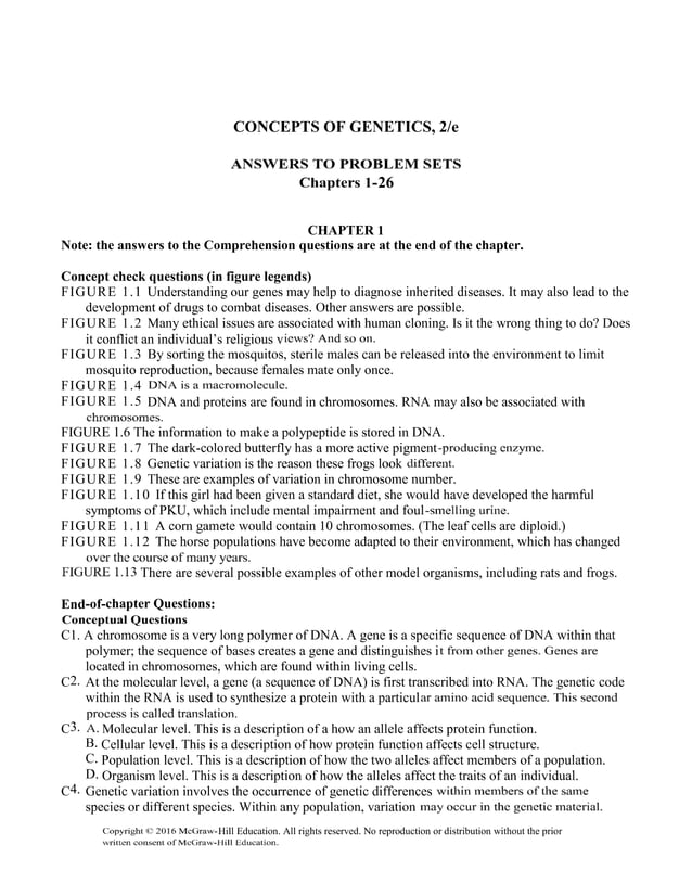 Concepts of Genetics 2nd Edition Brooker Solutions Manual | PDF