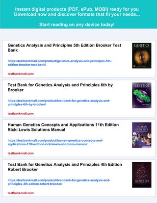 Concepts of Genetics 2nd Edition Brooker Solutions Manual | PDF