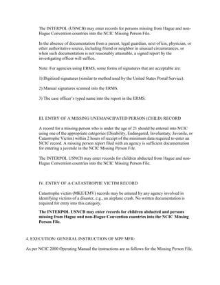 MFR NCIC Missing Person File | PDF