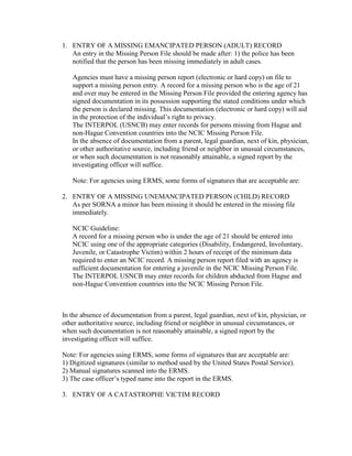 MFR NCIC Missing Person File | PDF