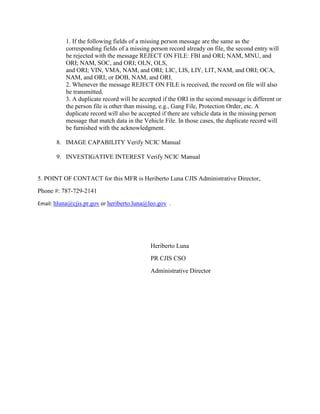 MFR NCIC Missing Person File | PDF