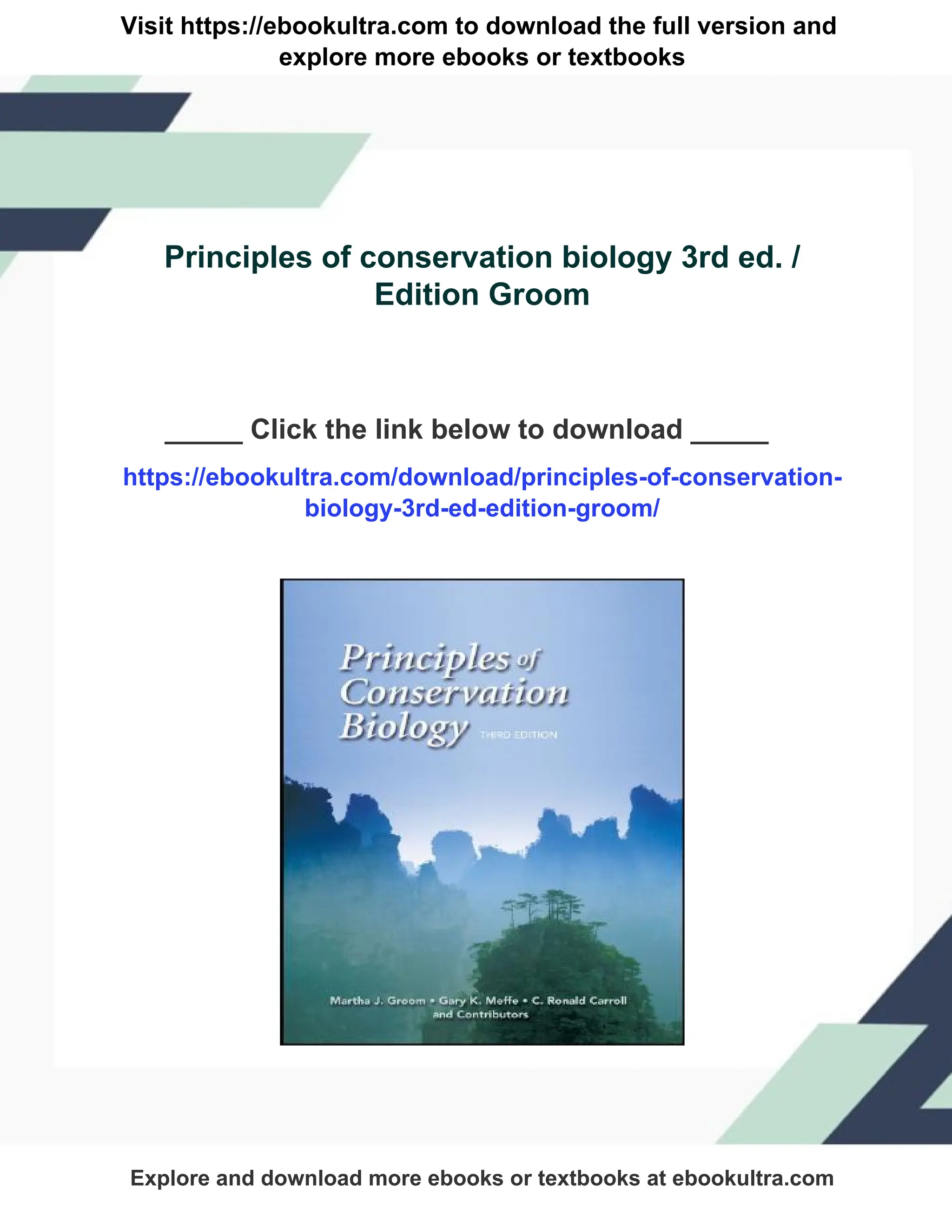 Principles of conservation biology 3rd ed. / Edition Groom | PDF