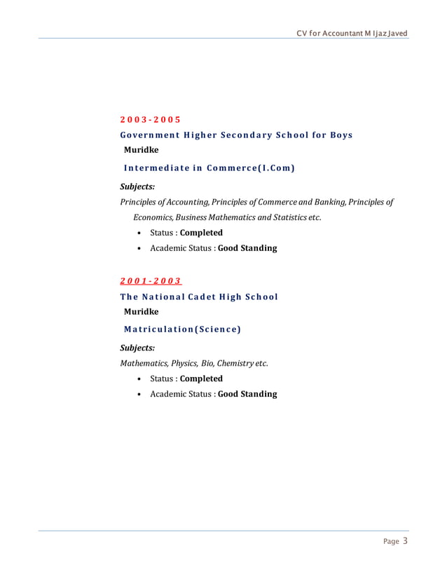 CV - Accountant - M Ijaz Javed | PDF