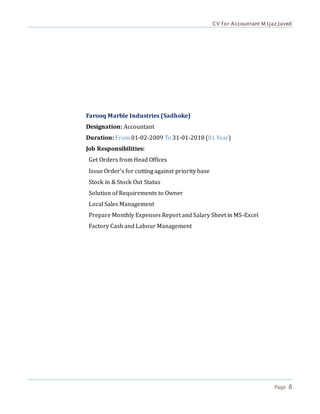 CV - Accountant - M Ijaz Javed | DOCX | Business Accounting & Finance ...