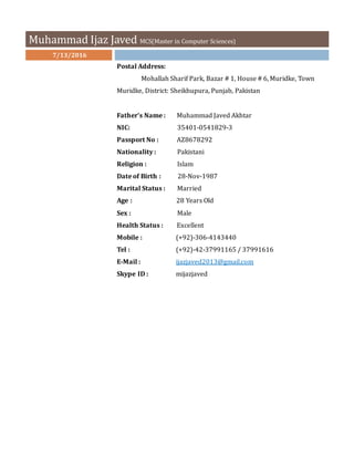 CV - Accountant - M Ijaz Javed | PDF