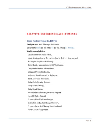 CV - Accountant - M Ijaz Javed | PDF