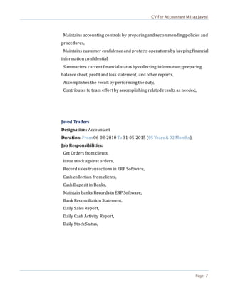 CV - Accountant - M Ijaz Javed | PDF