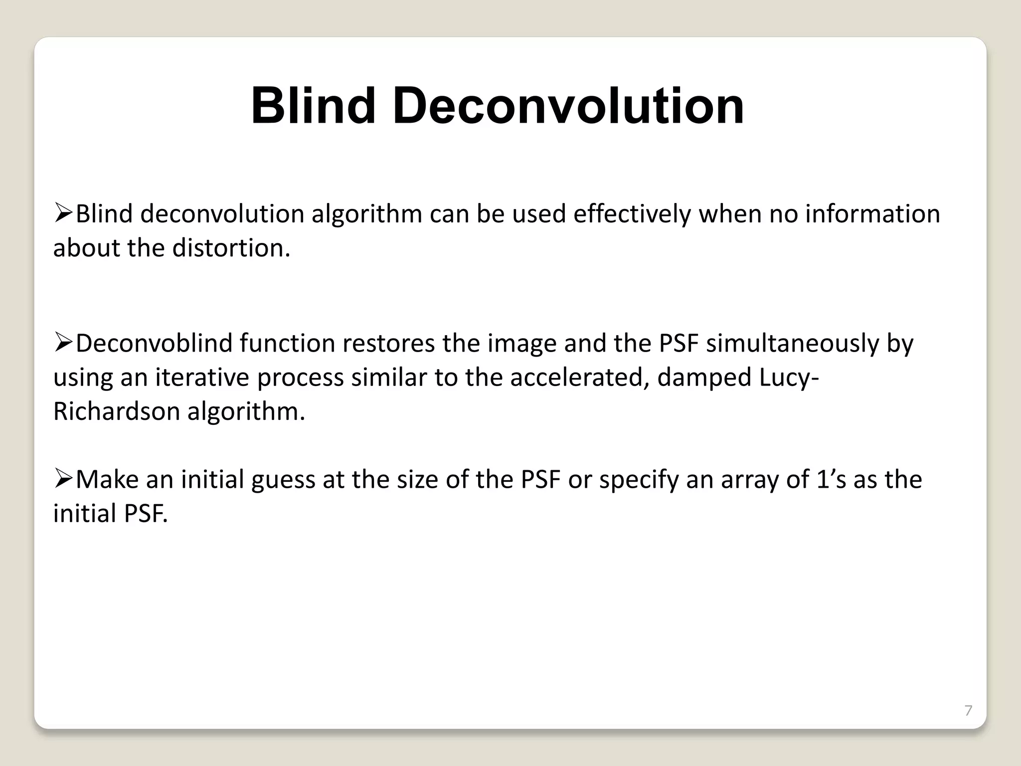 Deblurring of Digital Image PPT | PDF