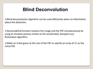 Deblurring of Digital Image PPT | PDF