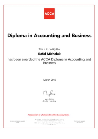 ACCA Diploma in Accounting and Business | PDF