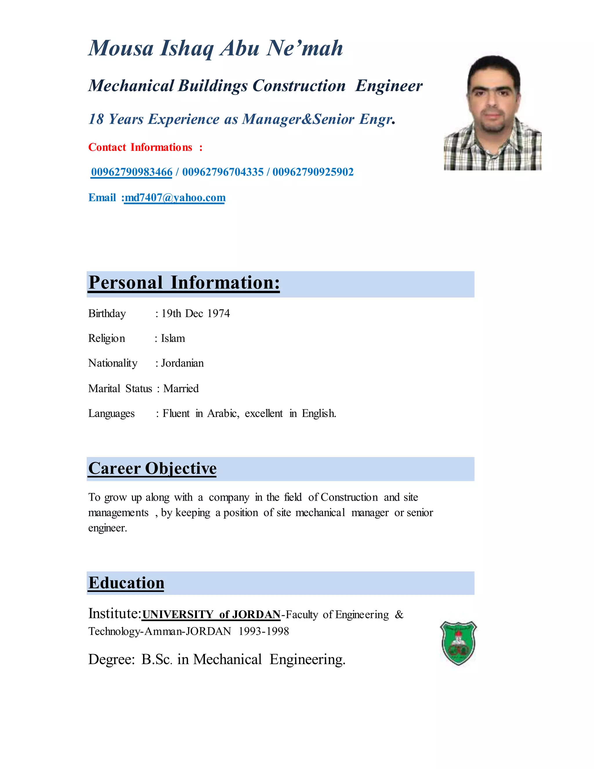 2016 c.v | DOCX | Civil Engineering Industry | Industries