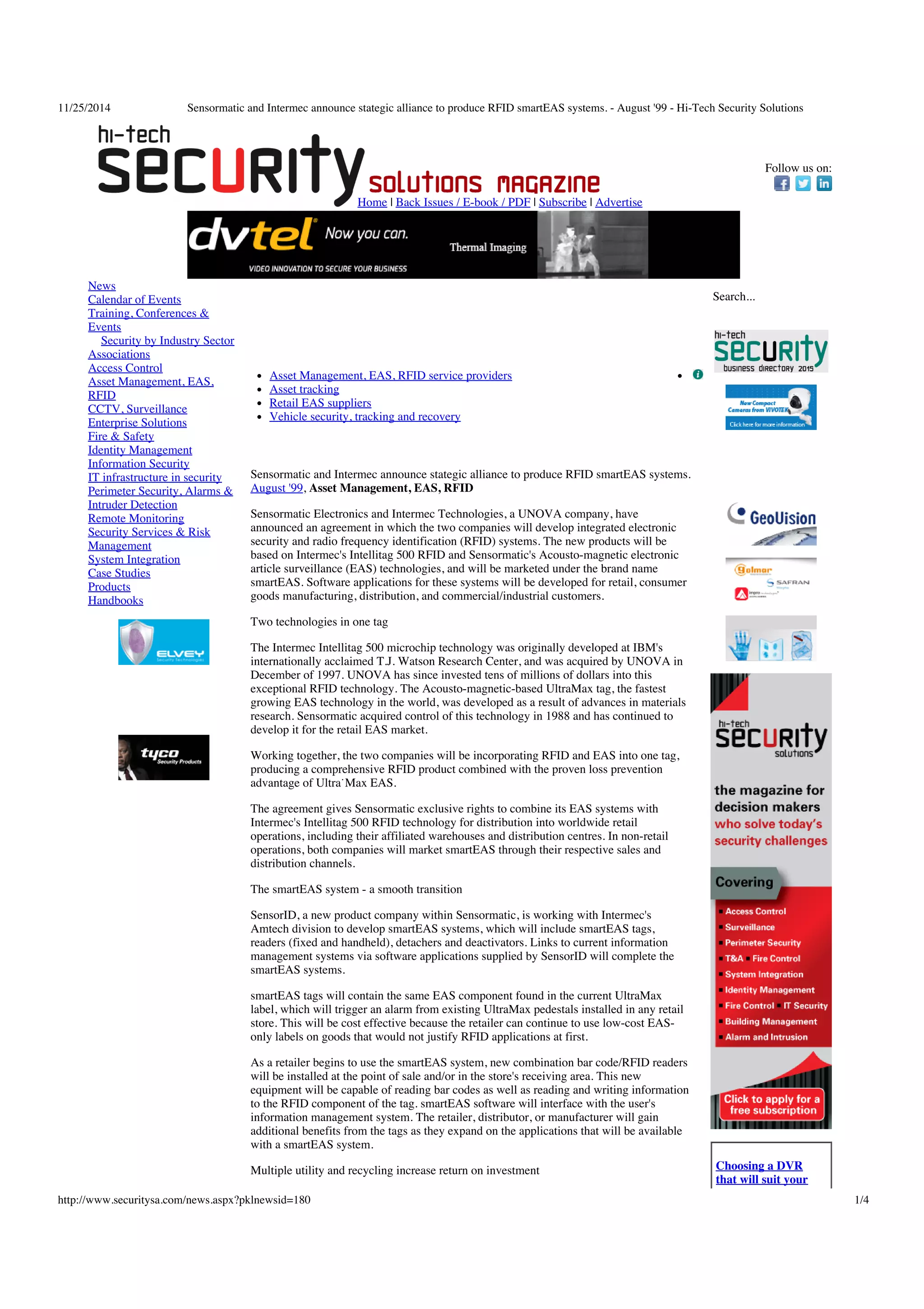 Sensormatic and Intermec...Tech Security Solutions | PDF