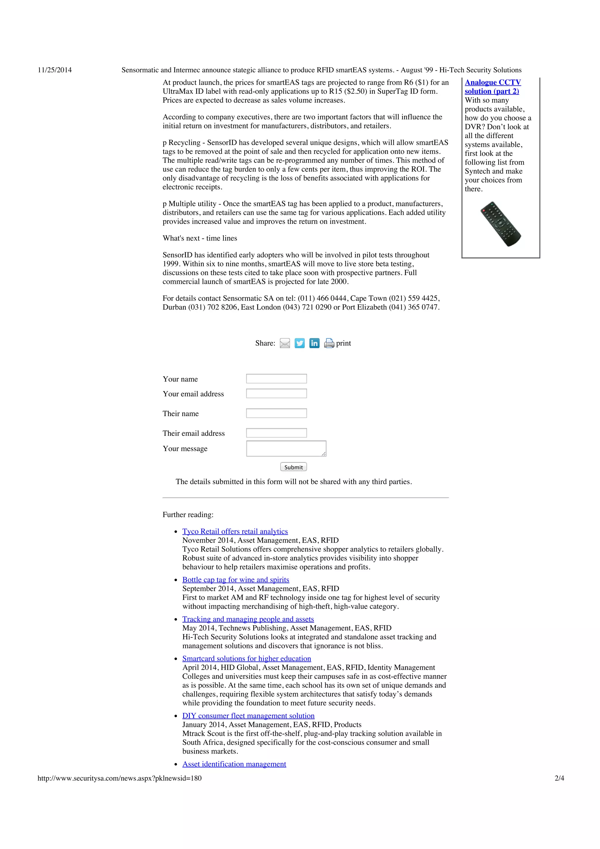 Sensormatic and Intermec...Tech Security Solutions | PDF | Wearable Technology | Consumer ...