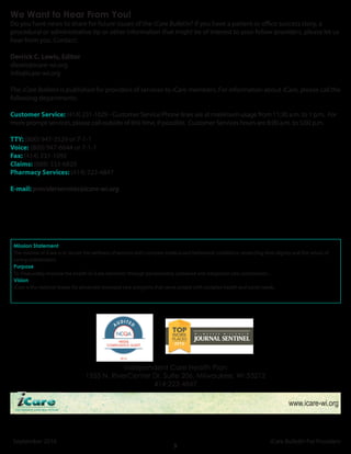 iCare Provider Bulletin September 2016 | PDF | Health Insurance | Insurance
