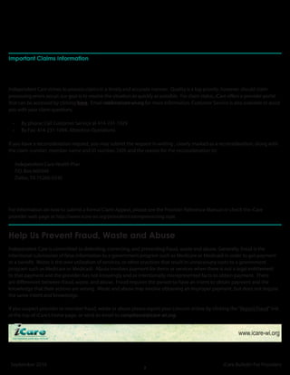 iCare Provider Bulletin September 2016 | PDF