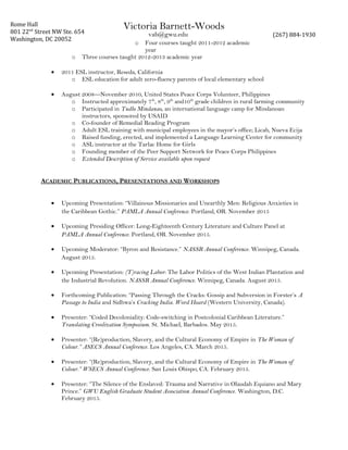 CV Victoria Barnett | DOC | Undergraduate Education | College Education