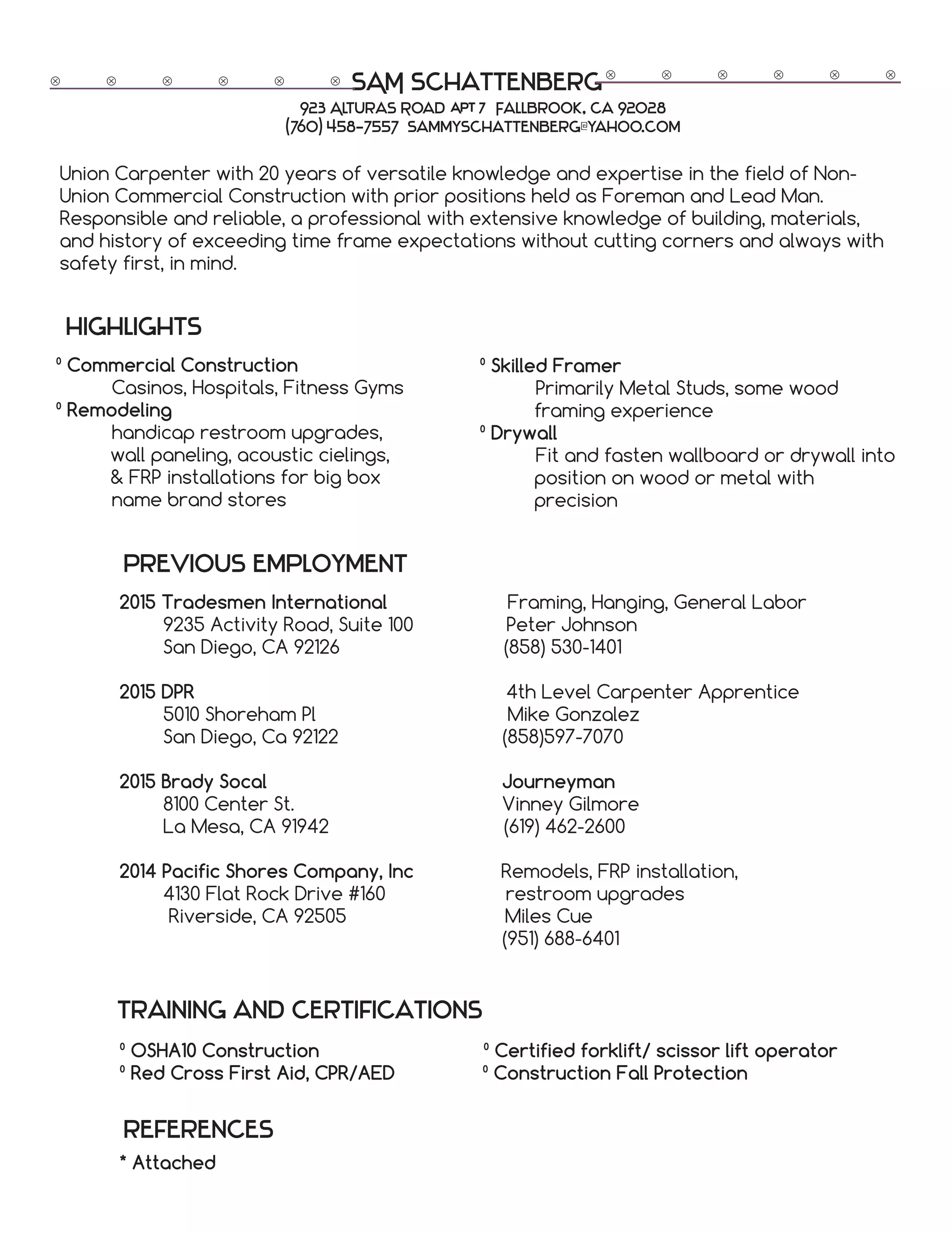 samresume | PDF | Woodworking | Arts and Crafts