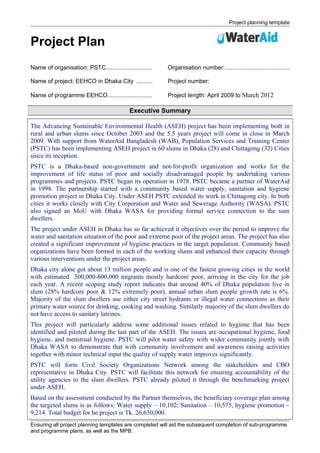090321 - EEHCO Project Plan PSTC- Dhaka | DOC