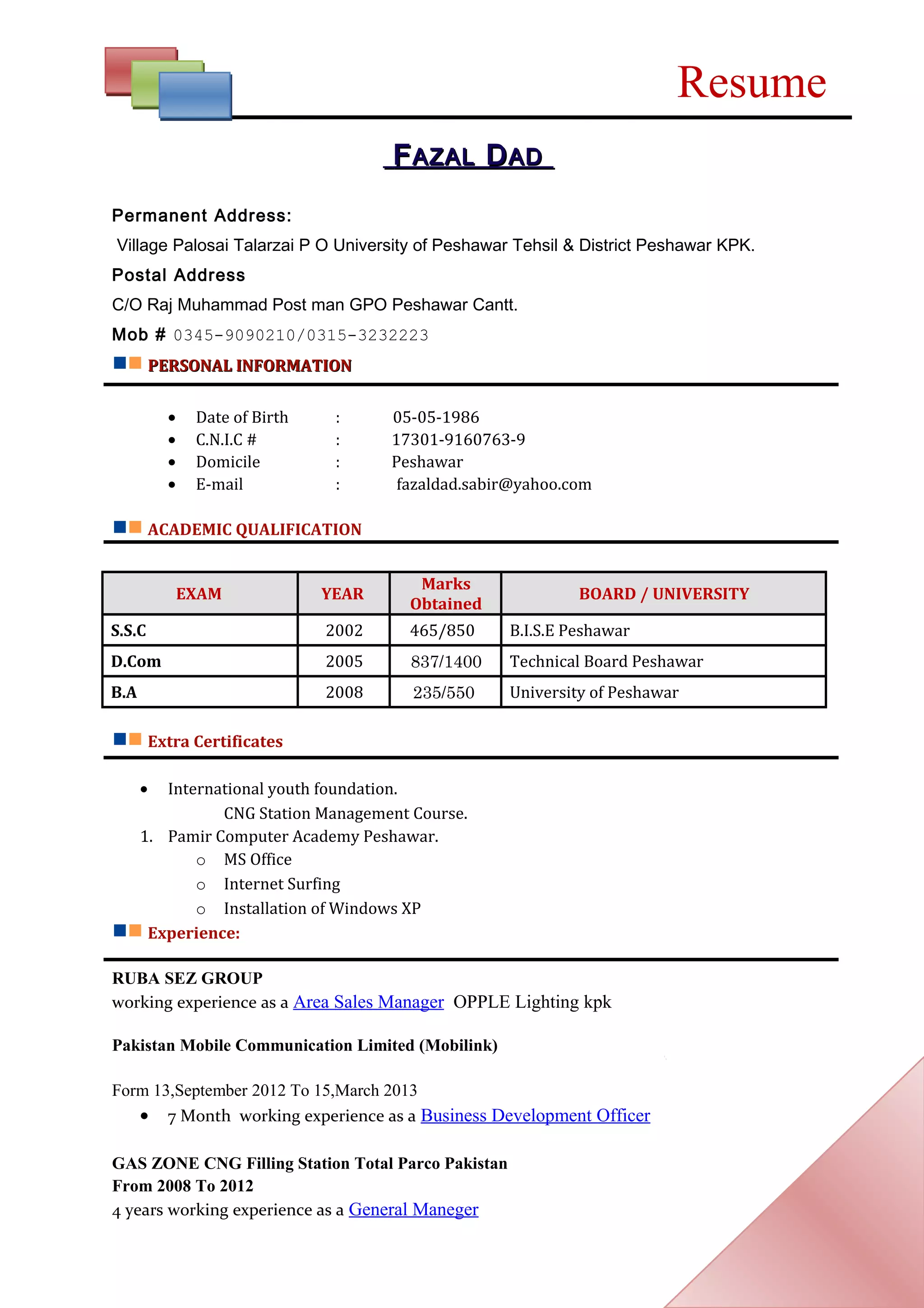 FAZAL CV | DOC