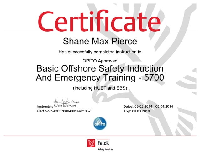 Shane Pierce Bosiet cert | PDF