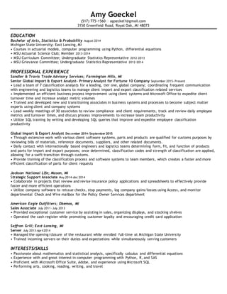 Amy Goeckel Resume February 2016 | PDF