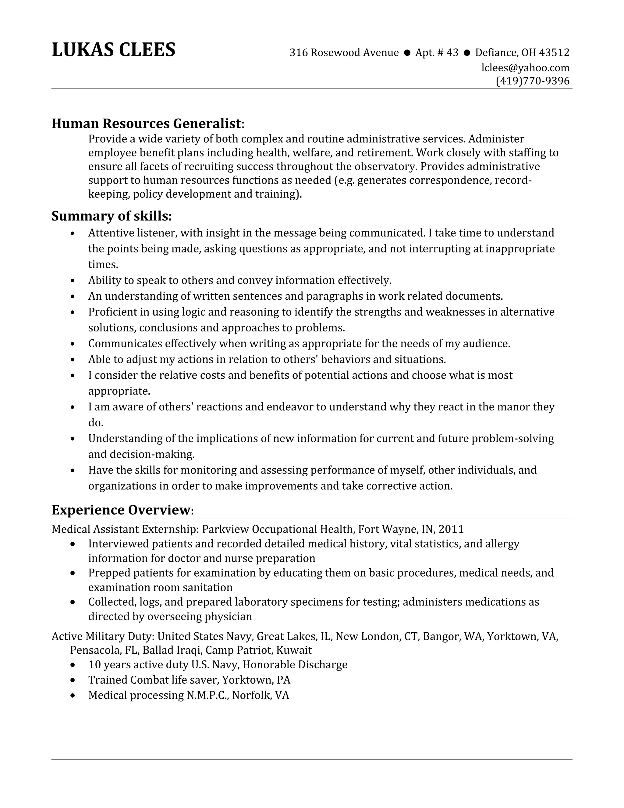 Clees Luke -HR Resume | DOC