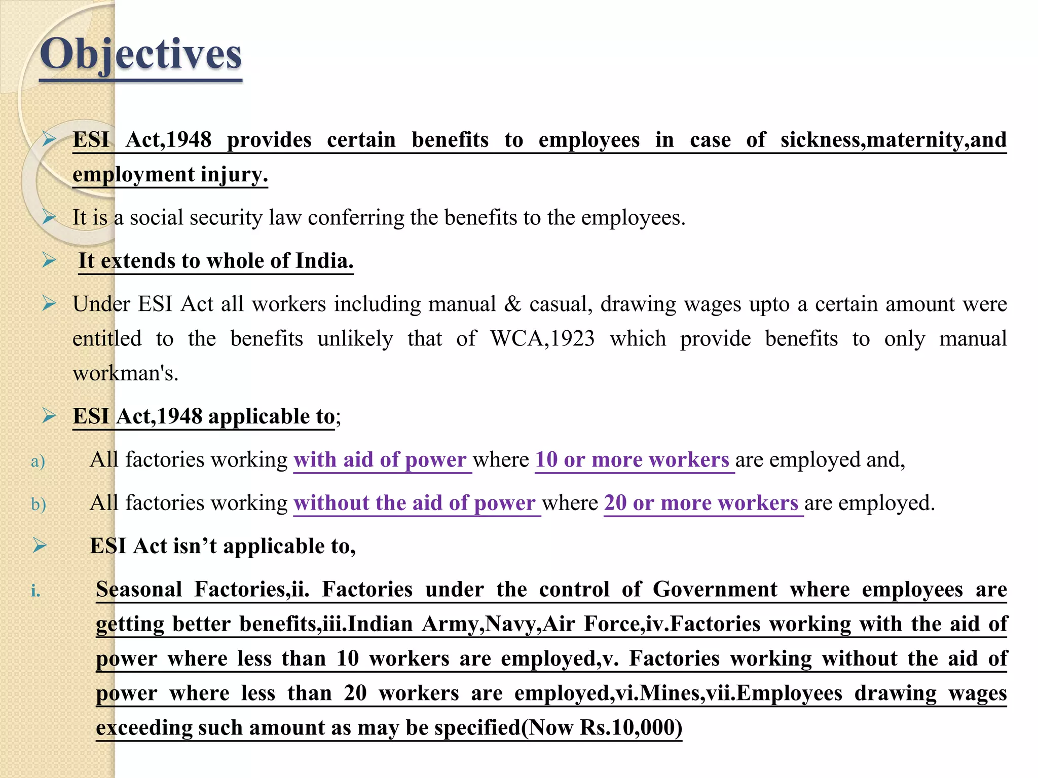 The Employee State Insurance[ESI] Act,1948 | PPT