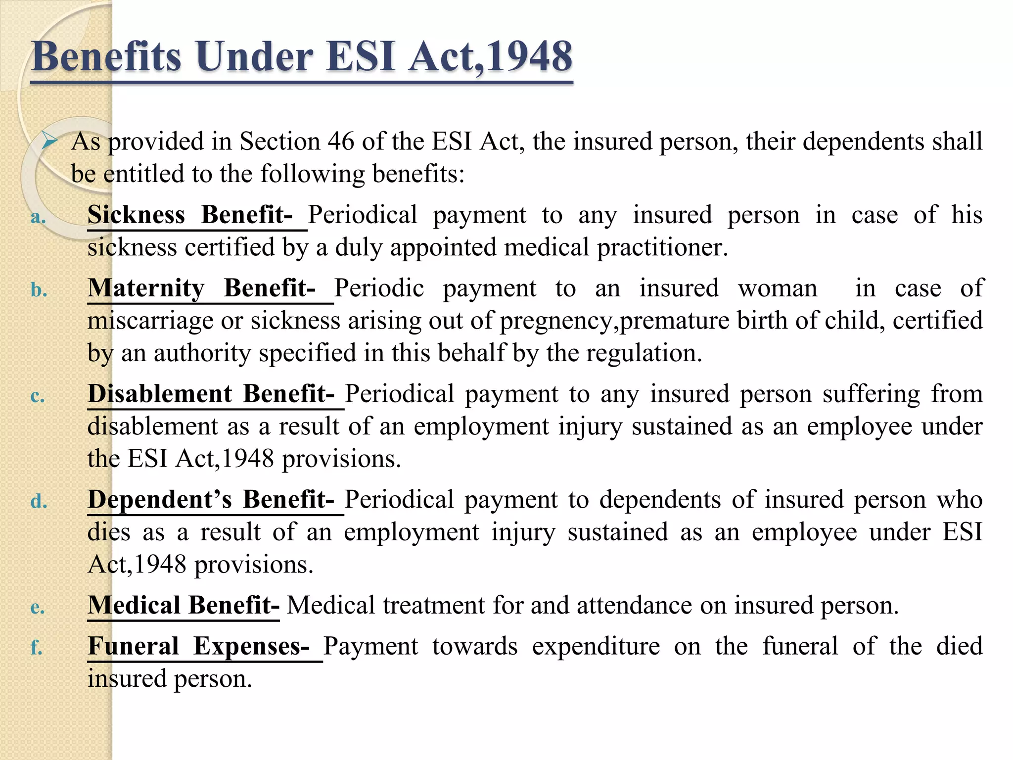The Employee State Insurance[ESI] Act,1948 | PPT