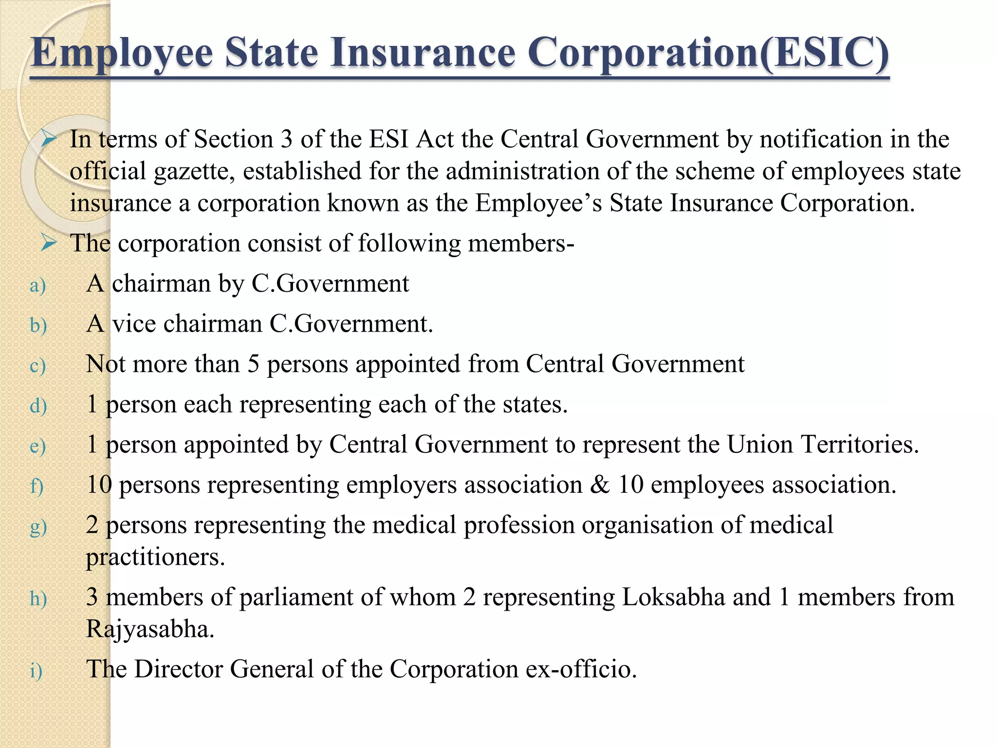 The Employee State Insurance[ESI] Act,1948 | PPT