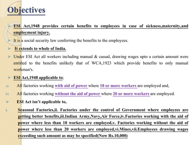 The Employee State Insurance[ESI] Act,1948 | PPT