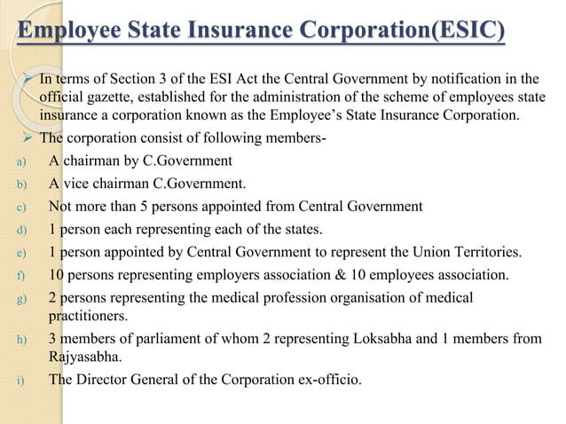 The Employee State Insurance[ESI] Act,1948 | PPT
