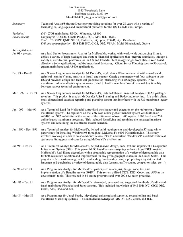 JimGiannoneResume | DOC | Web Development | Internet