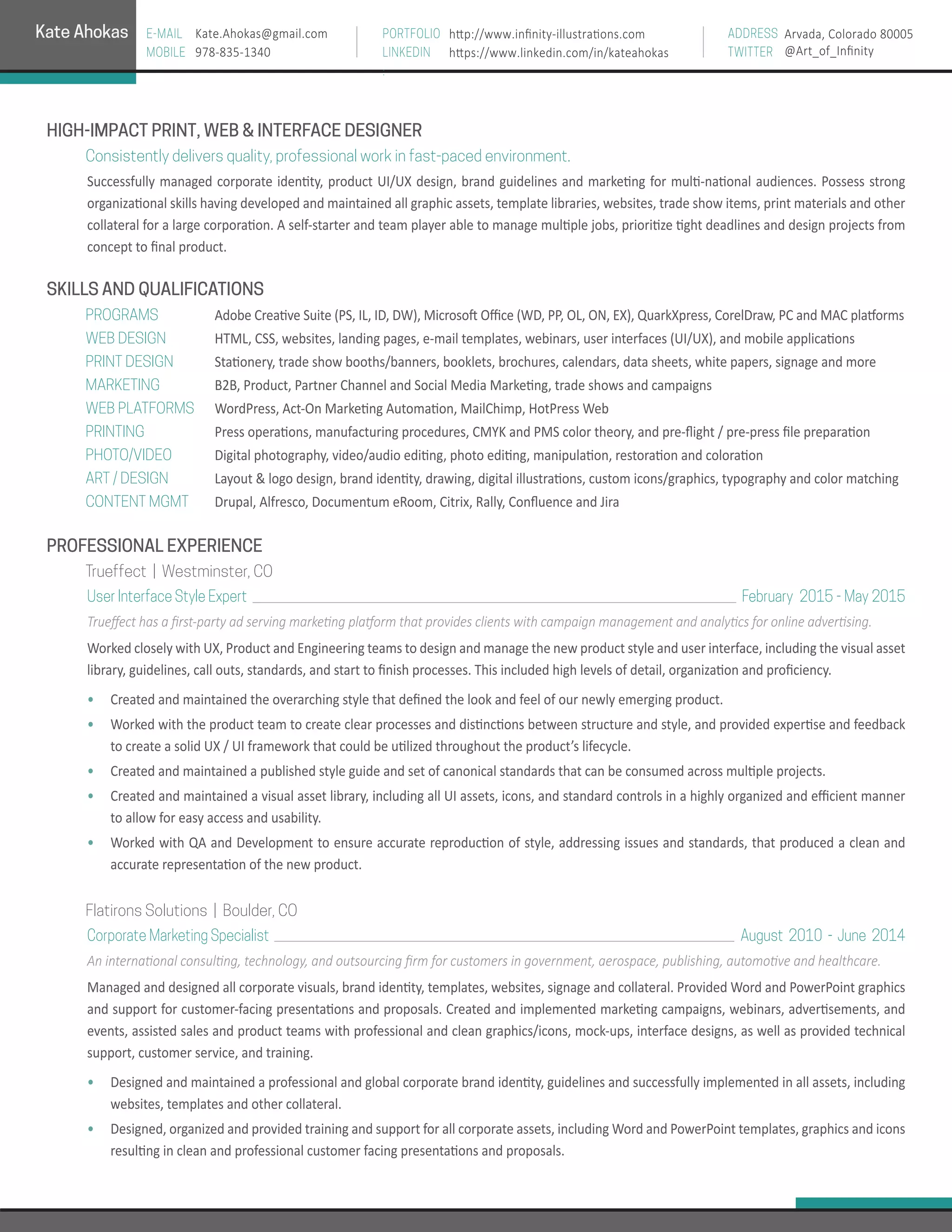 Kate Ahokas - Resume - 2015 | PDF | Desktop Publishing | Computer ...