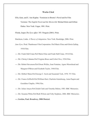 Fidelity of adaptation based on Jane Eyre | PDF | Musicals | Genres