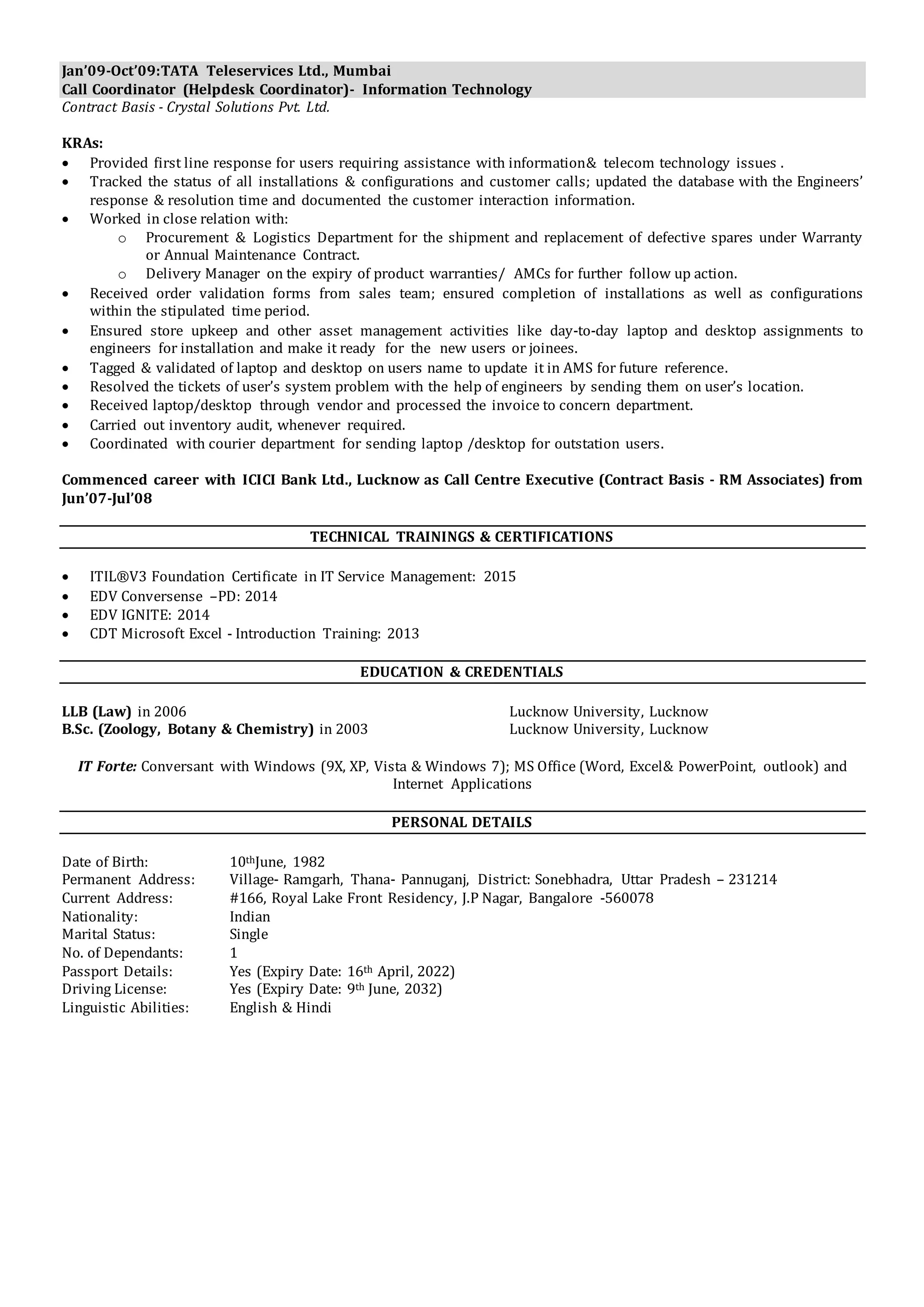 Shweta BLR resume | DOCX