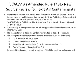 Granger.SCAQMD.Internship2015.Rule1401Changes | PPTX | Medical Health