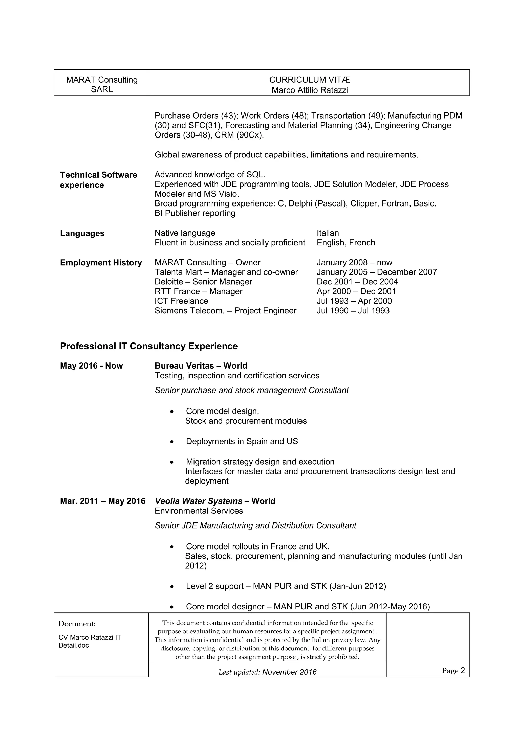 CV Marco Ratazzi IT Detail | PDF