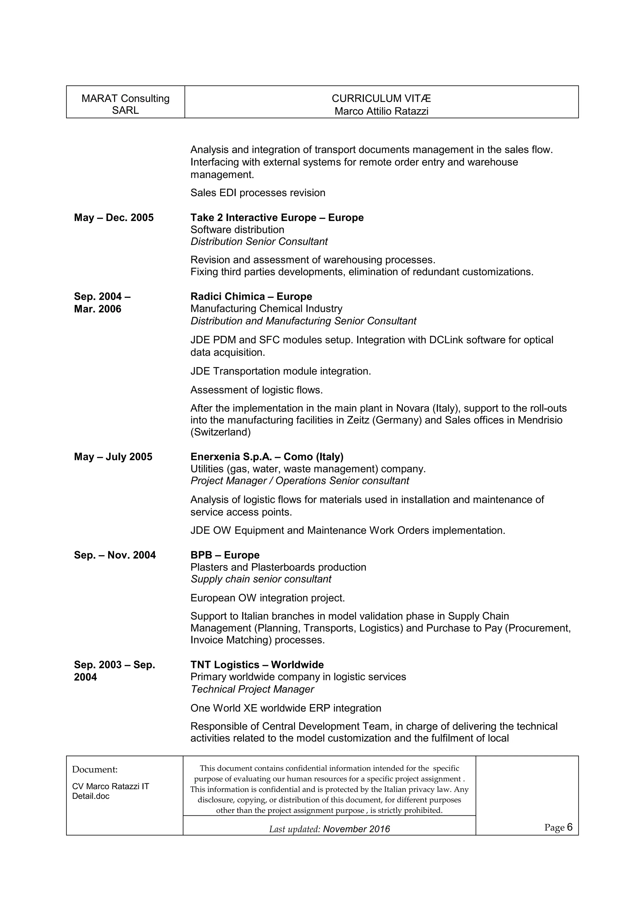 CV Marco Ratazzi IT Detail | PDF