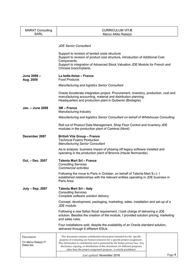 CV Marco Ratazzi IT Detail | PDF
