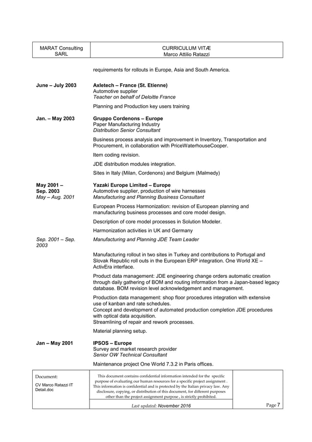 CV Marco Ratazzi IT Detail | PDF