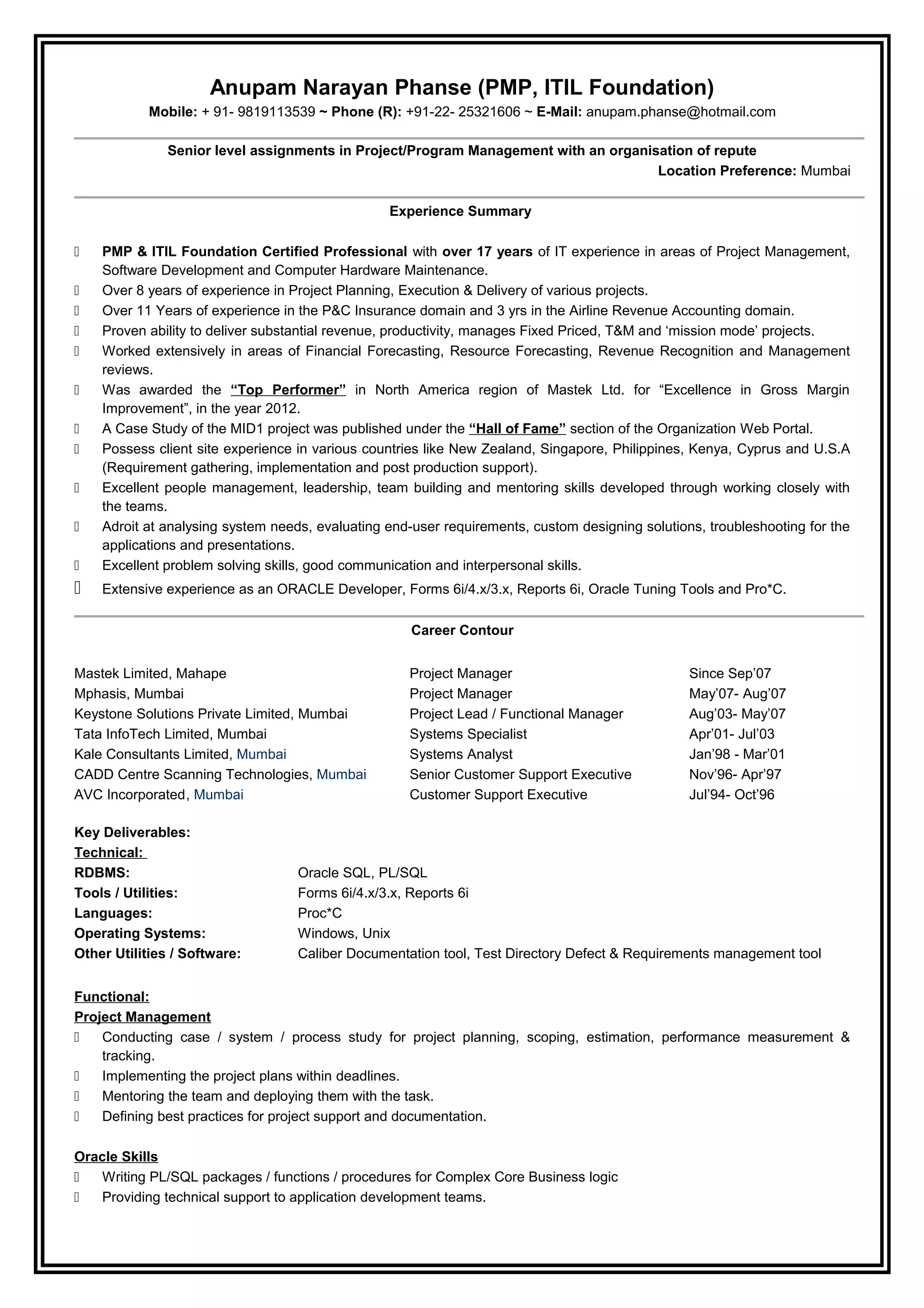 Resume-Anupam Phanse | DOC