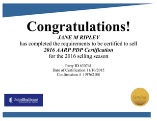 AARP PDP certification | PDF