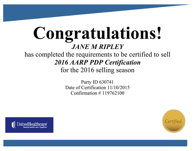 AARP PDP certification | PDF