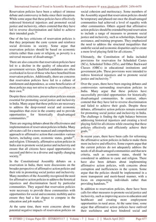 Evolution of Reservation System in India An Overview | PDF