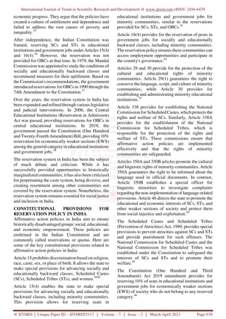 Evolution of Reservation System in India An Overview | PDF