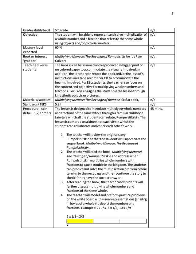 Lesson Plan Sample MATH | DOCX