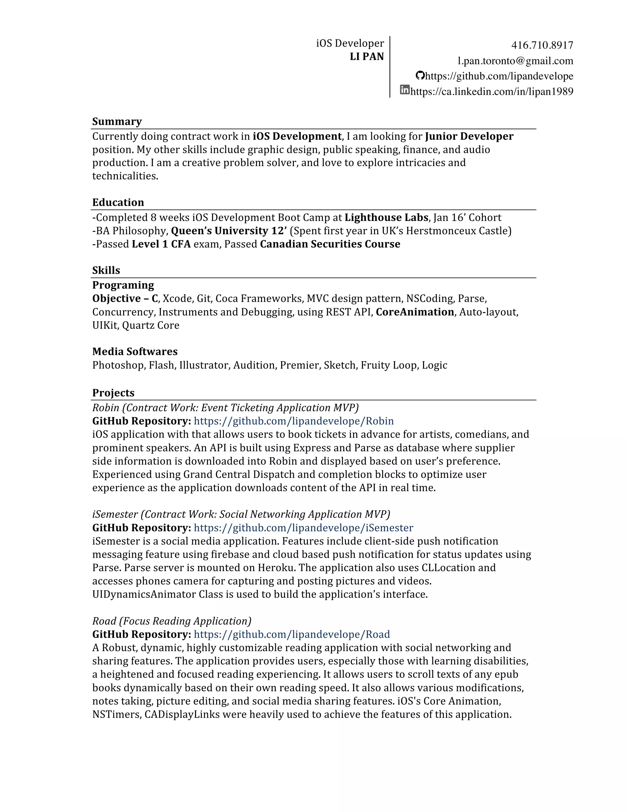 LI PAN Resume Current | PDF