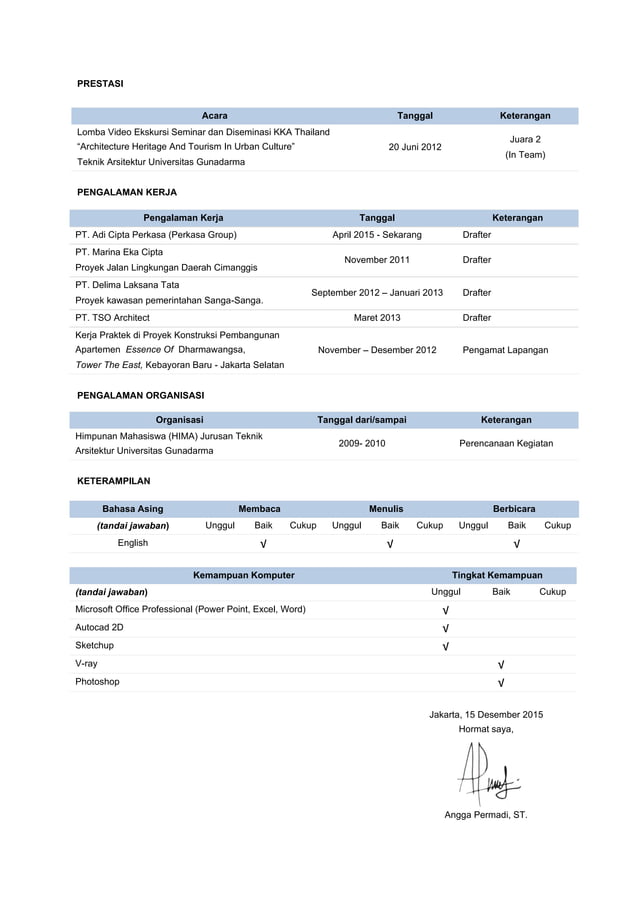 CV Angga permadi | PDF